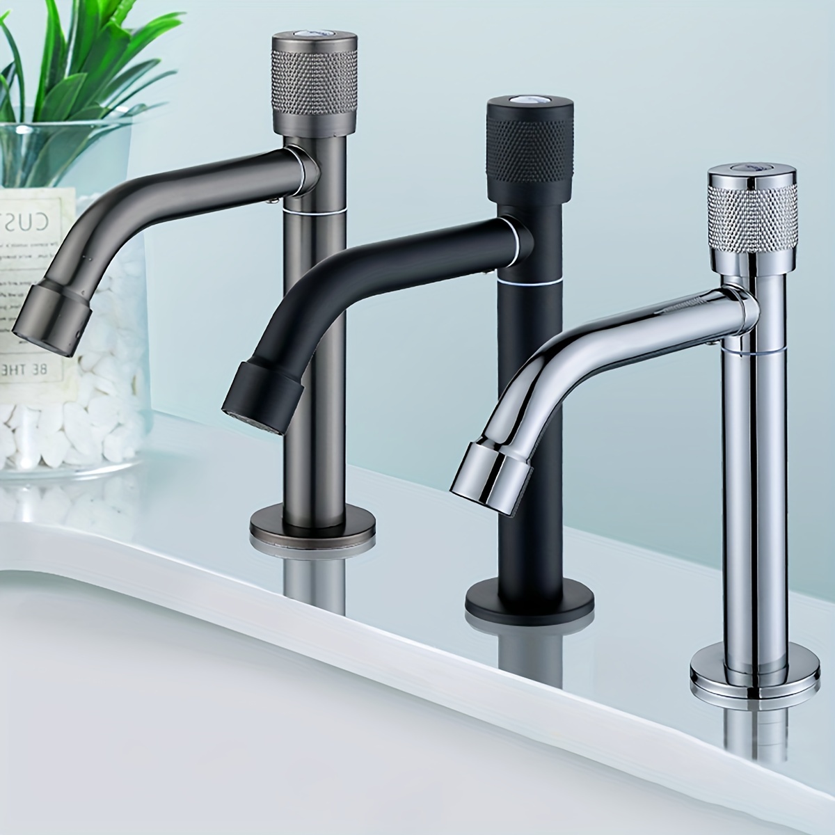 360° Rotating Stainless Steel Bathroom Faucet - Deck Mount, Single ...