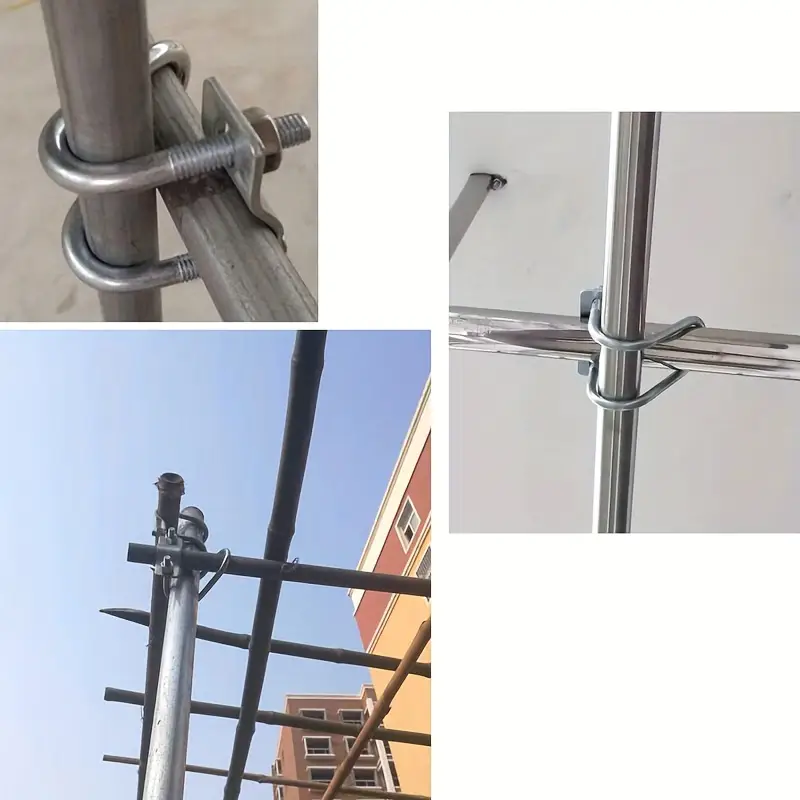 32mm 직경 파이프에 맞는 M8 U볼트 십자관 클램프가 있는 4개 세트 아연 도금 금속 파이프 클램프 Temu