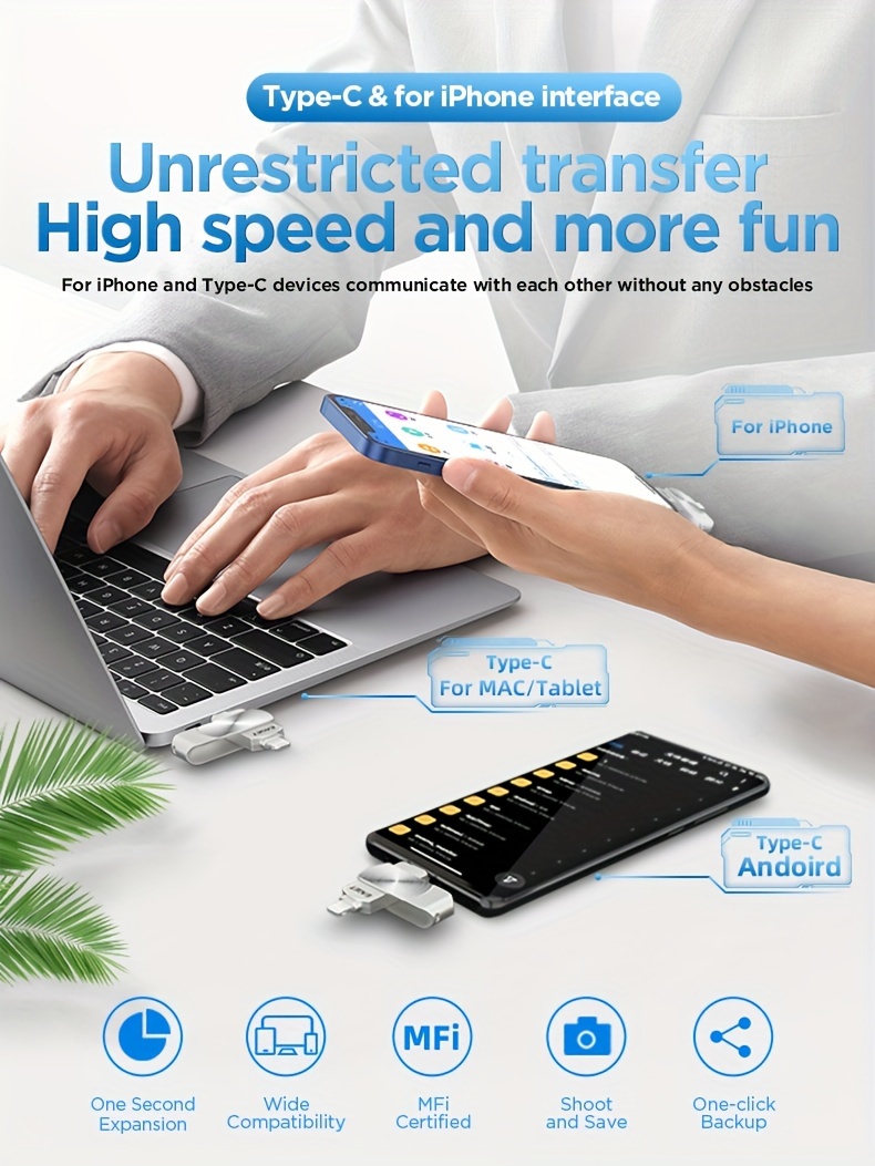 Eaget [mfi Certified] 128gb 256gb Flash Drive Iphone Usb - Temu