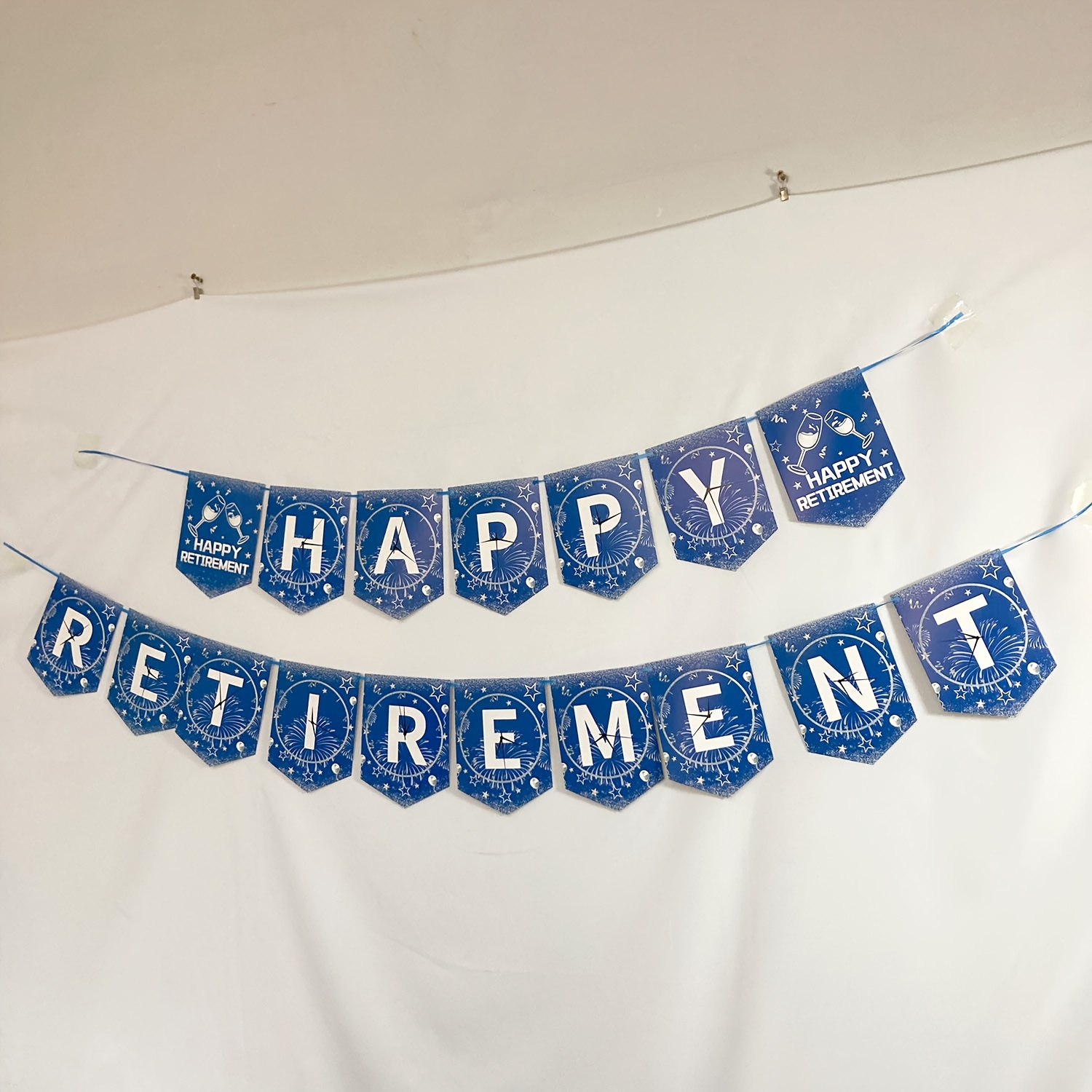 Blue Silver Retirement Theme Banners Hanging Swirls Paper - Temu ...