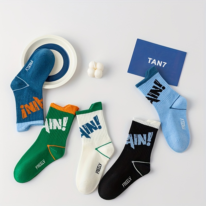 Teenager's Street Style Pattern Crew Socks Comfy Breathable - Temu ...