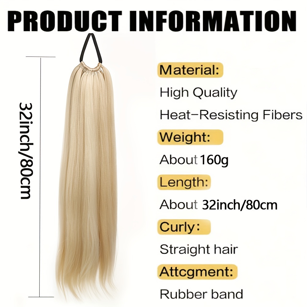 Versatile Synthetic Ponytail Extension Hair Tie Long - Temu