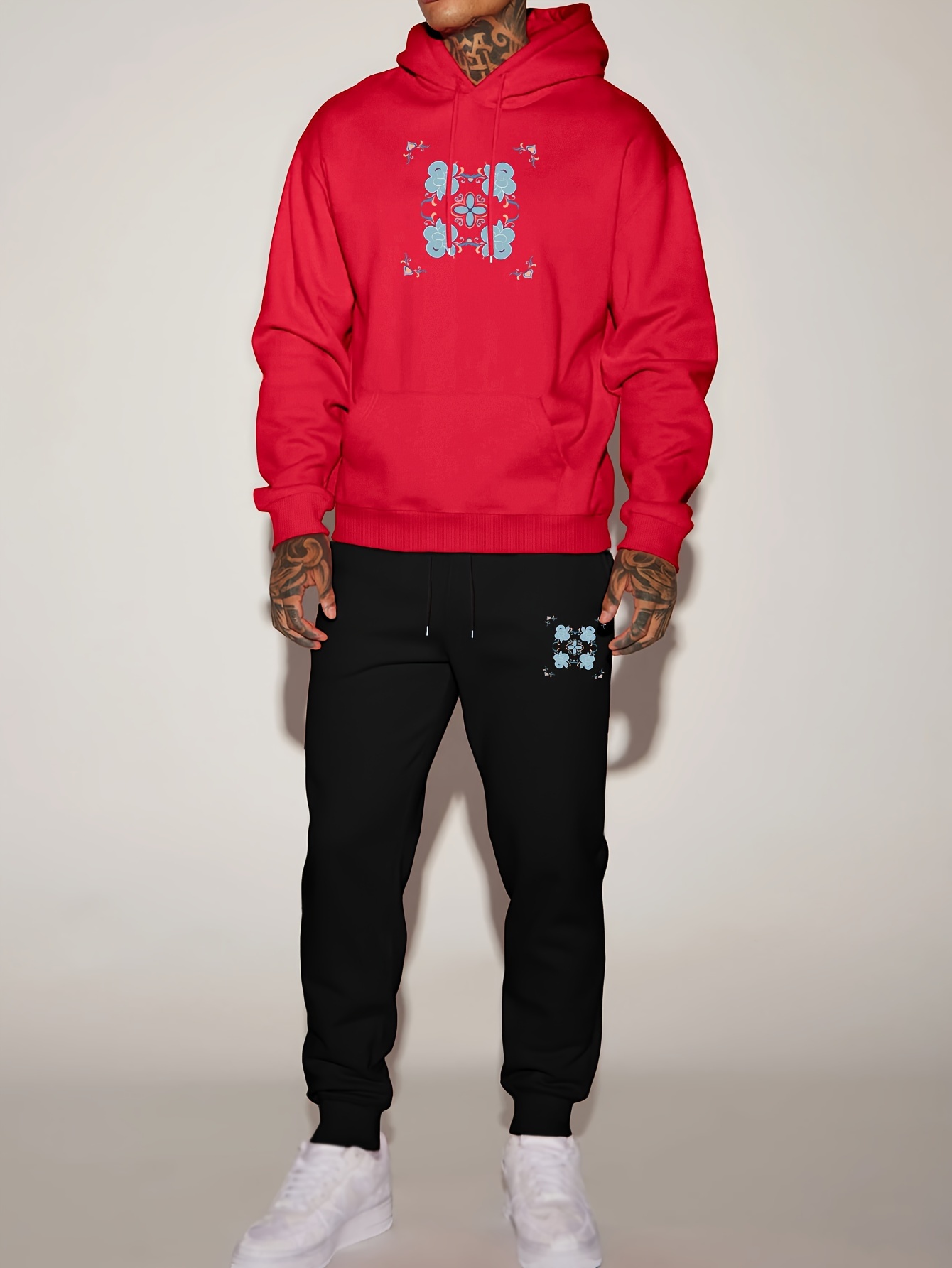 Flower Pattern Men's Long Sleeve Street Casual Sports - Temu Canada