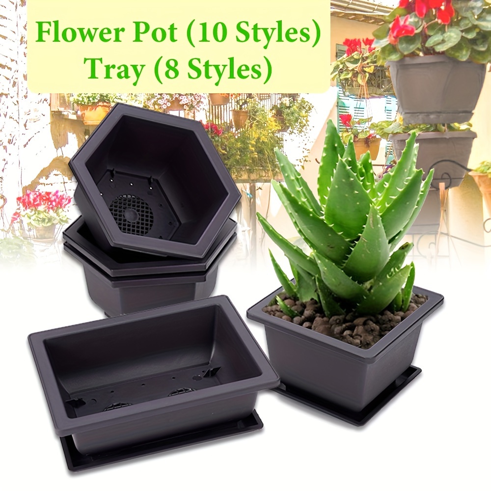 1 pack flower pot tray balcony square flower bonsai bowl nursery basin ...