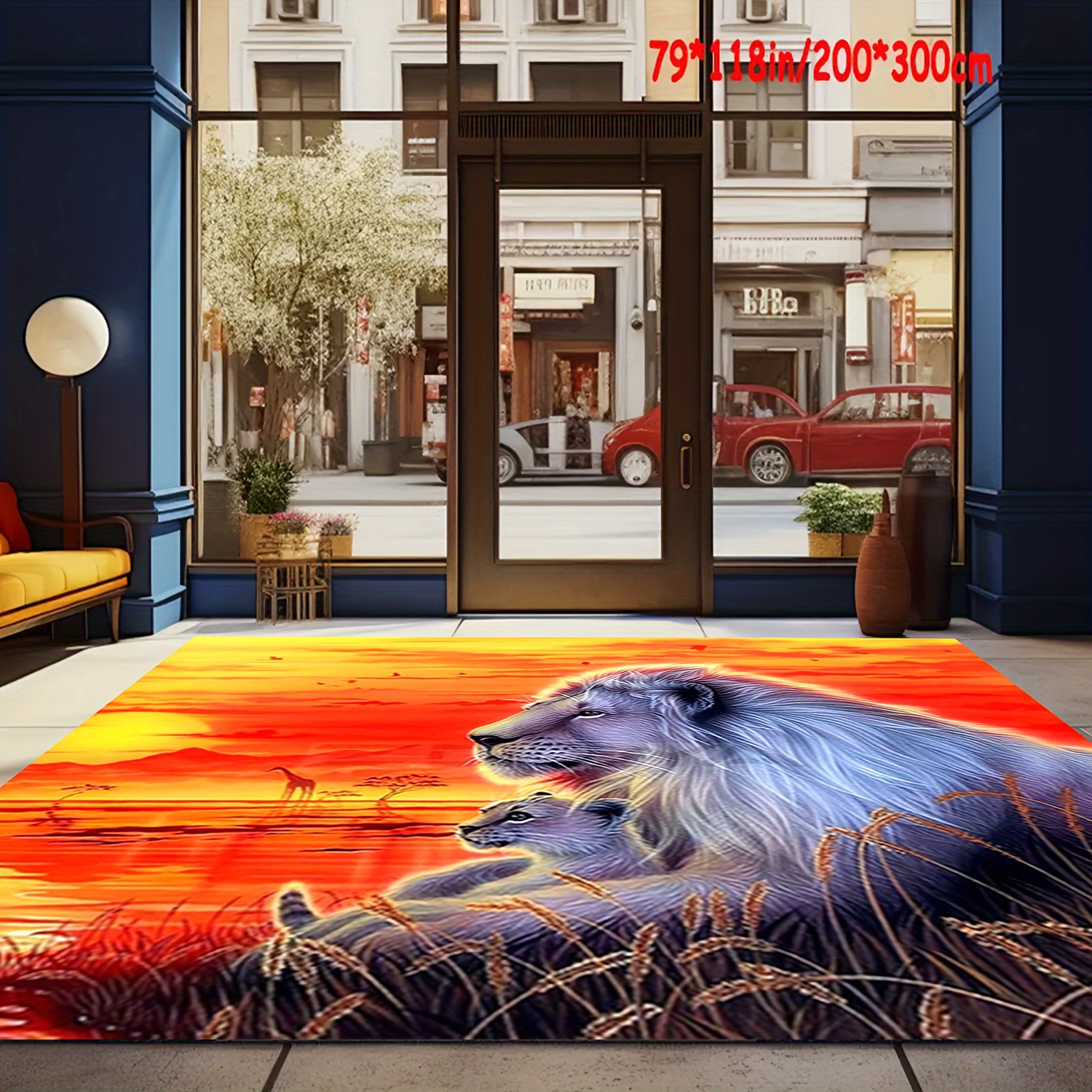 Sunset Lion Style Rug Winter Warm Living Room Rug Non slip - Temu Australia