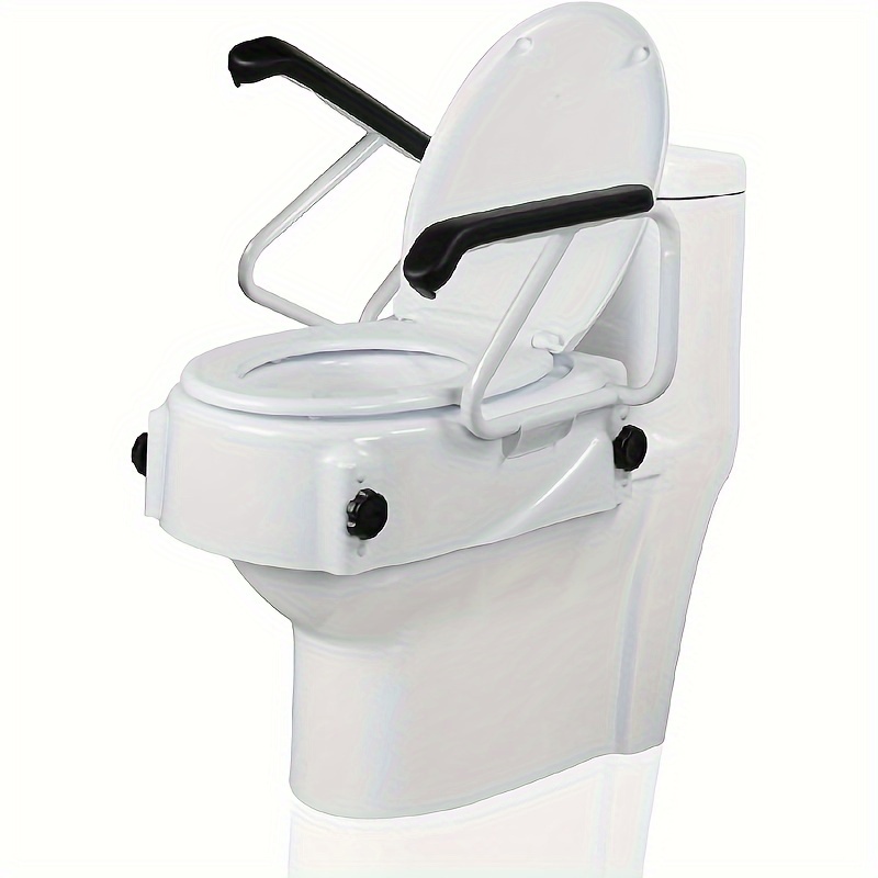 Raised Toilet Seat With Removable Handles, 5.9" Elevated Toilet Seat ...