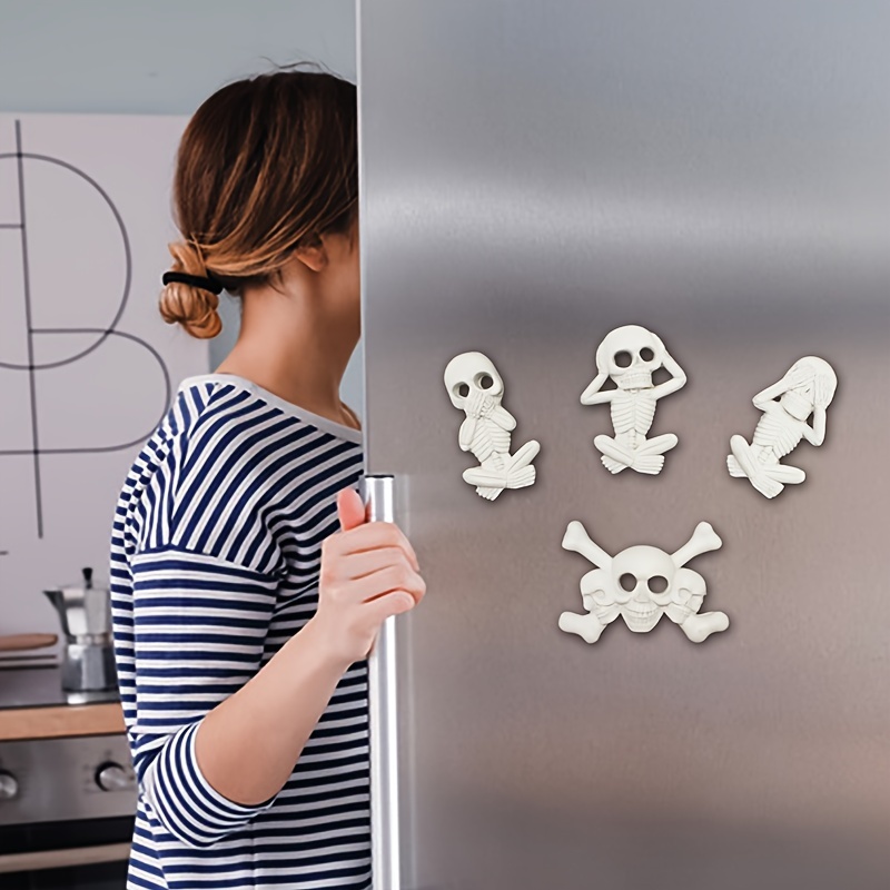 4pcs Halloween Skull Figurines Set - Resin Collectible Skeleton ...