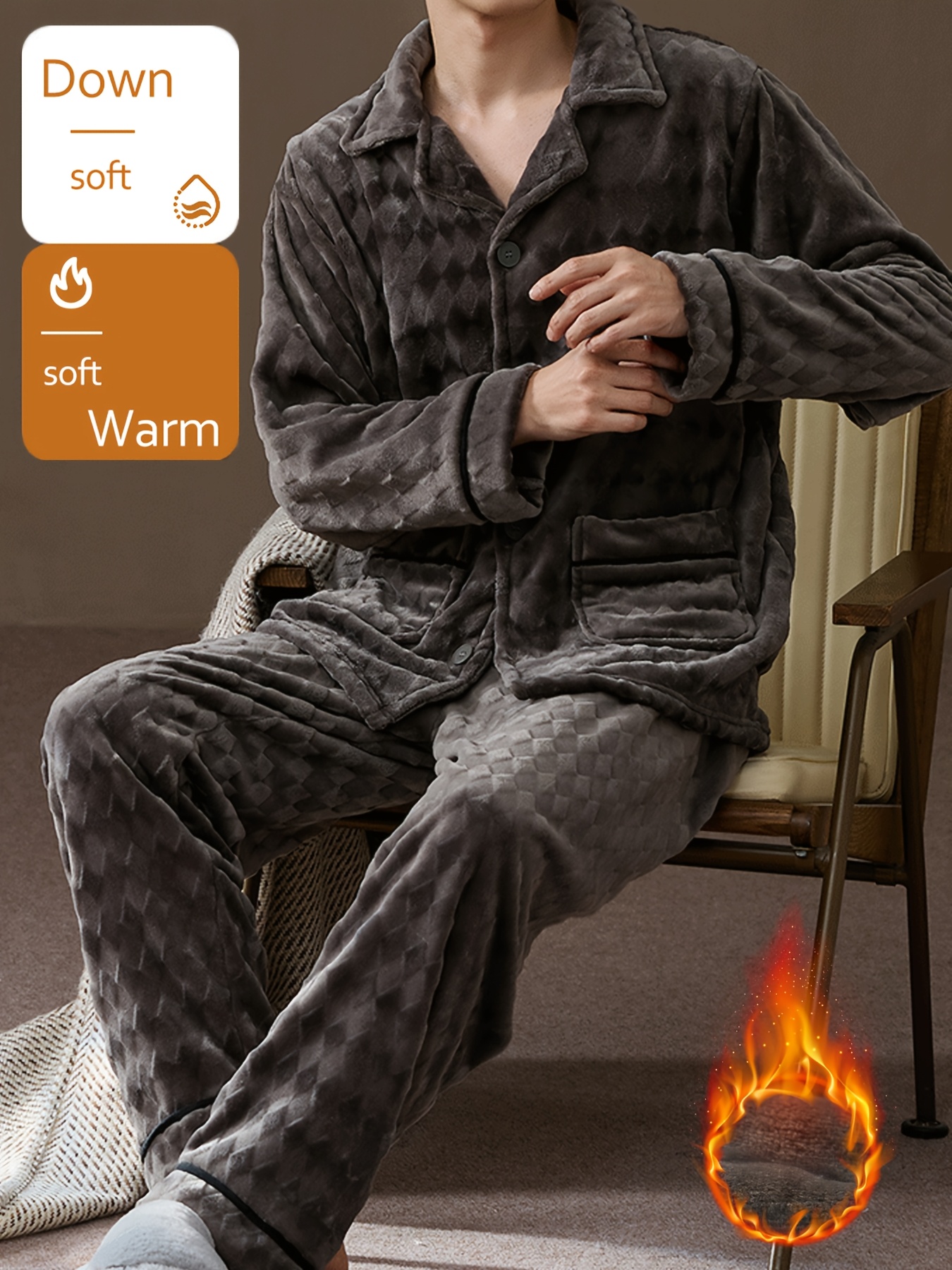 men fleece pajamas sold on Temu United States