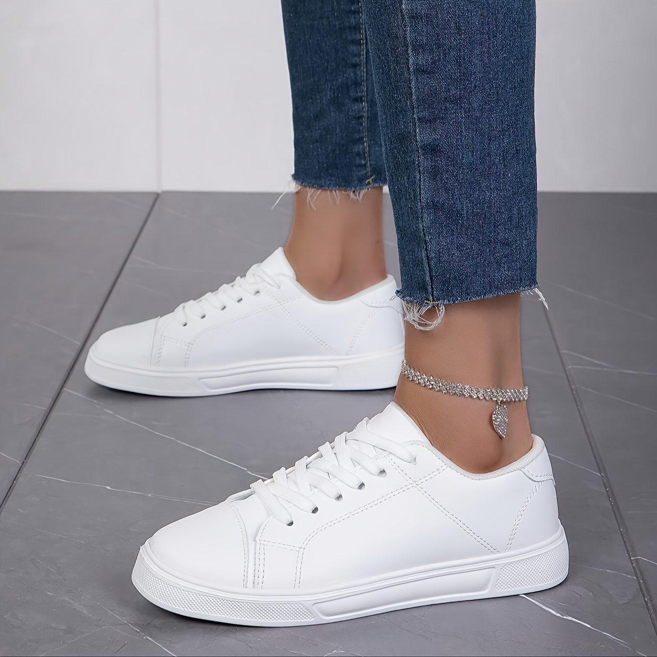 Women's Solid Color Sneakers Casual Lace Outdoor Shoes - Temu United ...