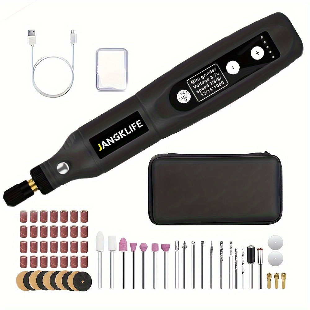 61pcs Cordless Rotary Tool Sanding Tool Kit Rechargeable Engraving Pen With Battery Electric Five Speed Adjustable Speed Engraving Pen Portable Woodworking Engraving Tool For Sanding Polishing