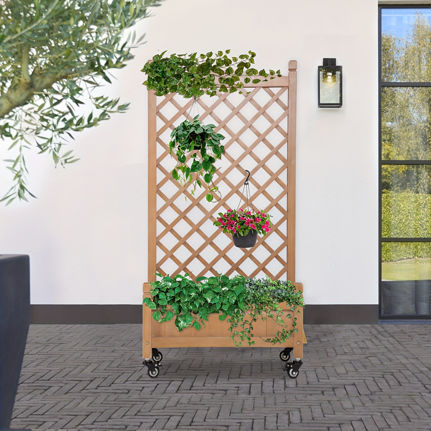 Outdoor Raised Garden Bed Climbing Plants Wood Planter Box - Temu