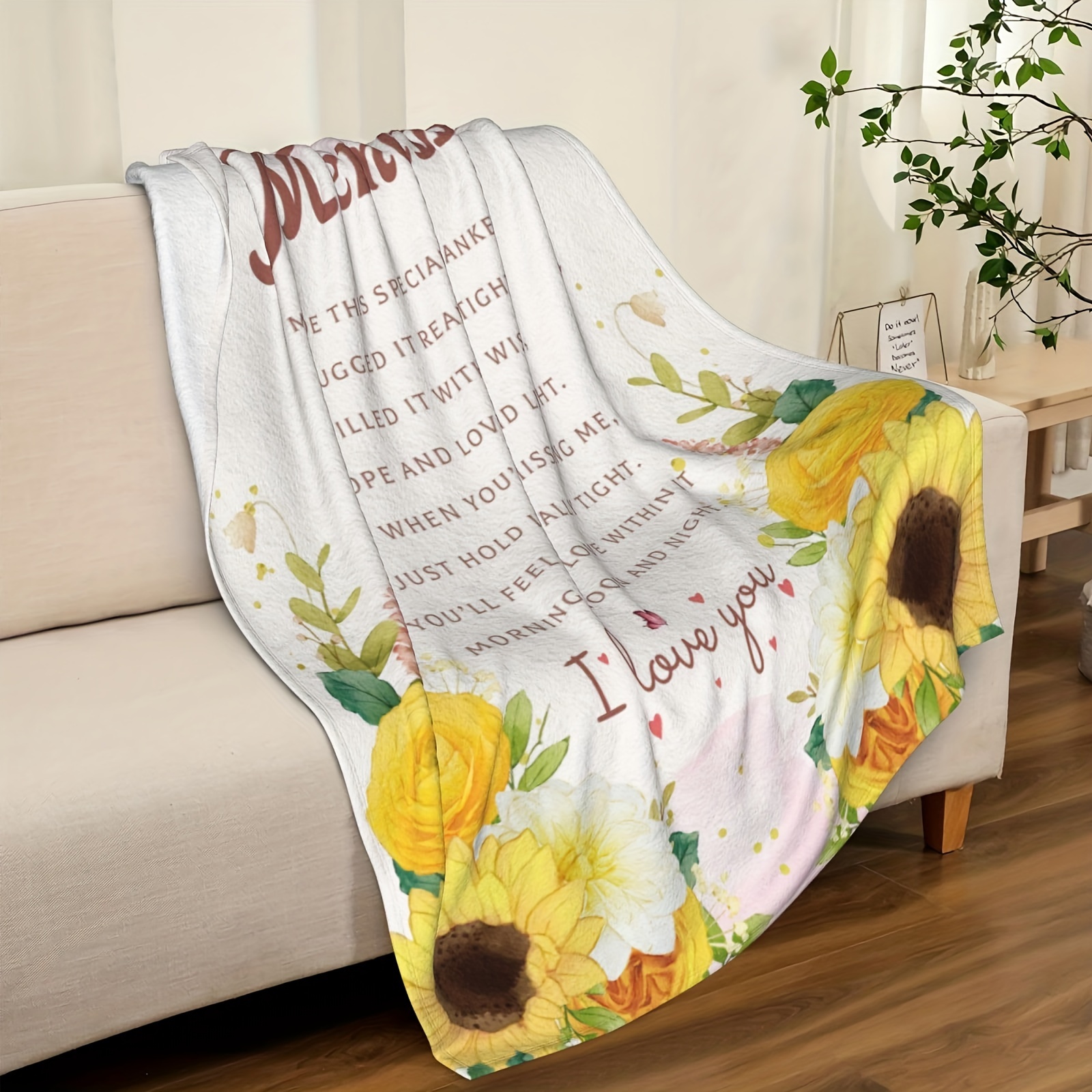 Cozy Floral Flannel Throw Blanket Memaw Soft Warm Versatile - Temu