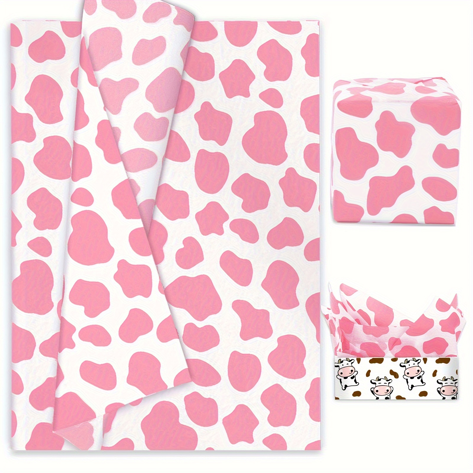 Pink Brown Cow Print Tissue Paper Recyclable Customizable - Temu
