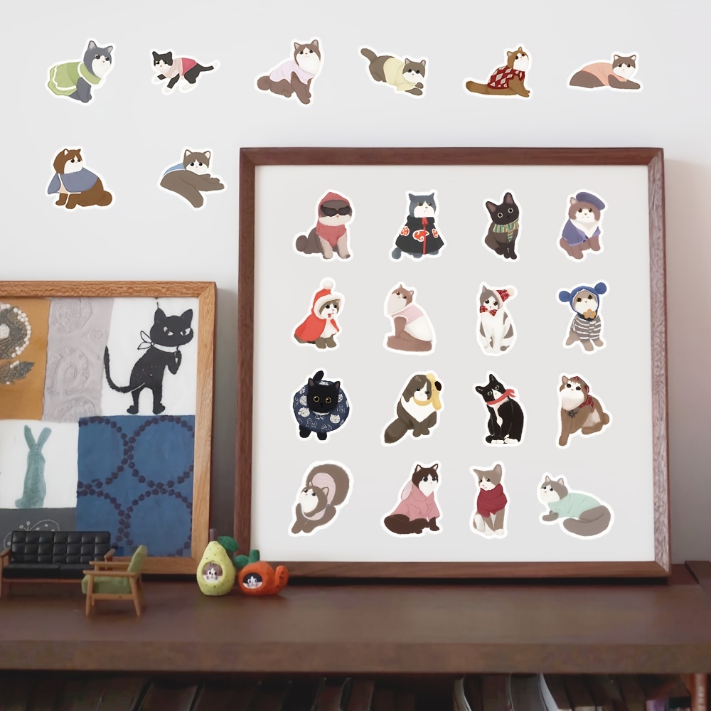 Cartoon Cat Stickers Waterproof Cute Decals Laptop Cup - Temu United ...