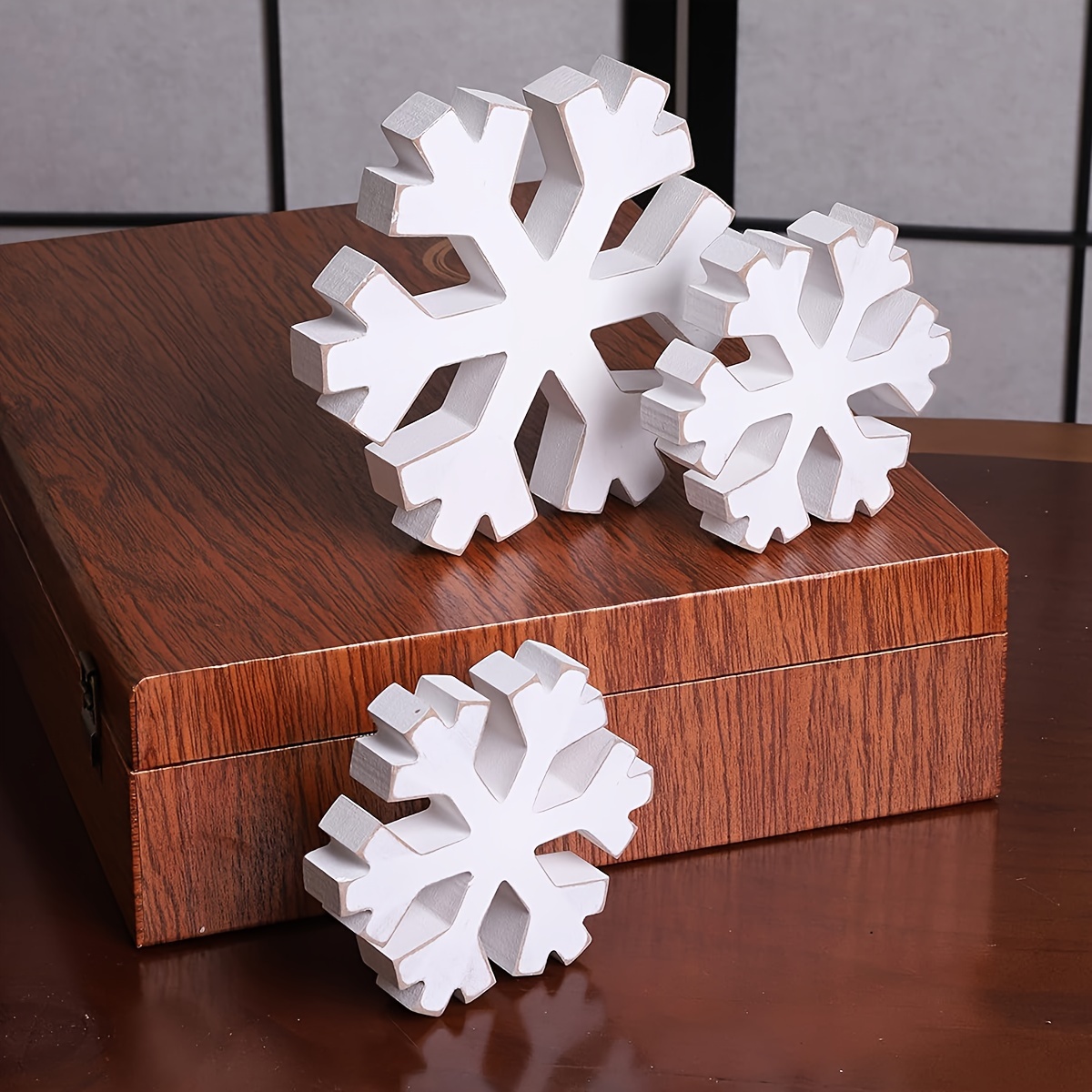 Rustic Wooden Snowflake Decorations Country - Temu