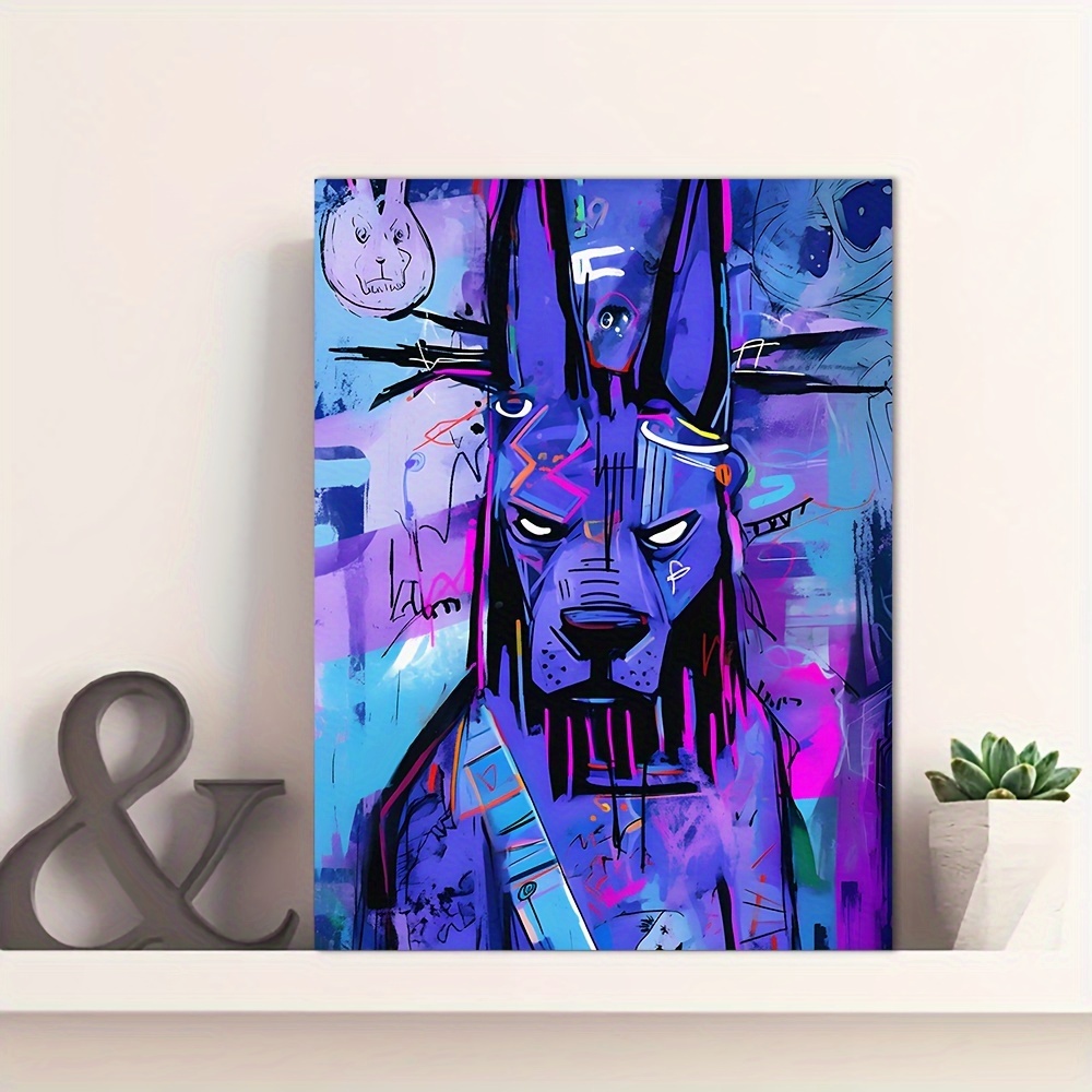 Modern Art Deco Dubin Dog Canvas Wall Art Print - Ink Animal Graffiti ...