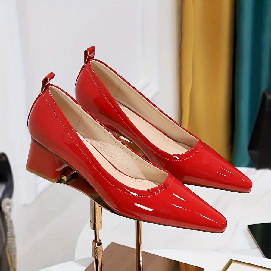 Womens Solid Color Chunky Heels Elegant Point Toe Dress - Temu United ...