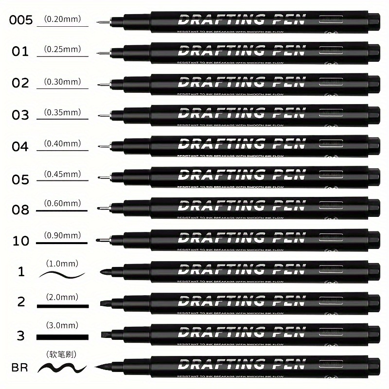 12-piece Micron Liner Pen Set For Manga And Art - Fine Tip Markers ...