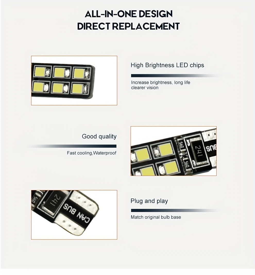 "durable" T10 W Led Car Lights High Brightness 12v - Temu