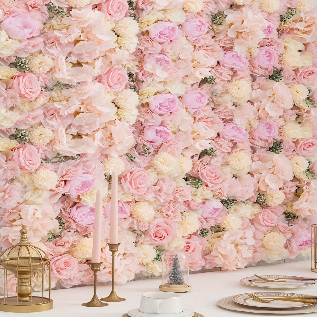 artificial flower backdrop wall sold on Temu United States