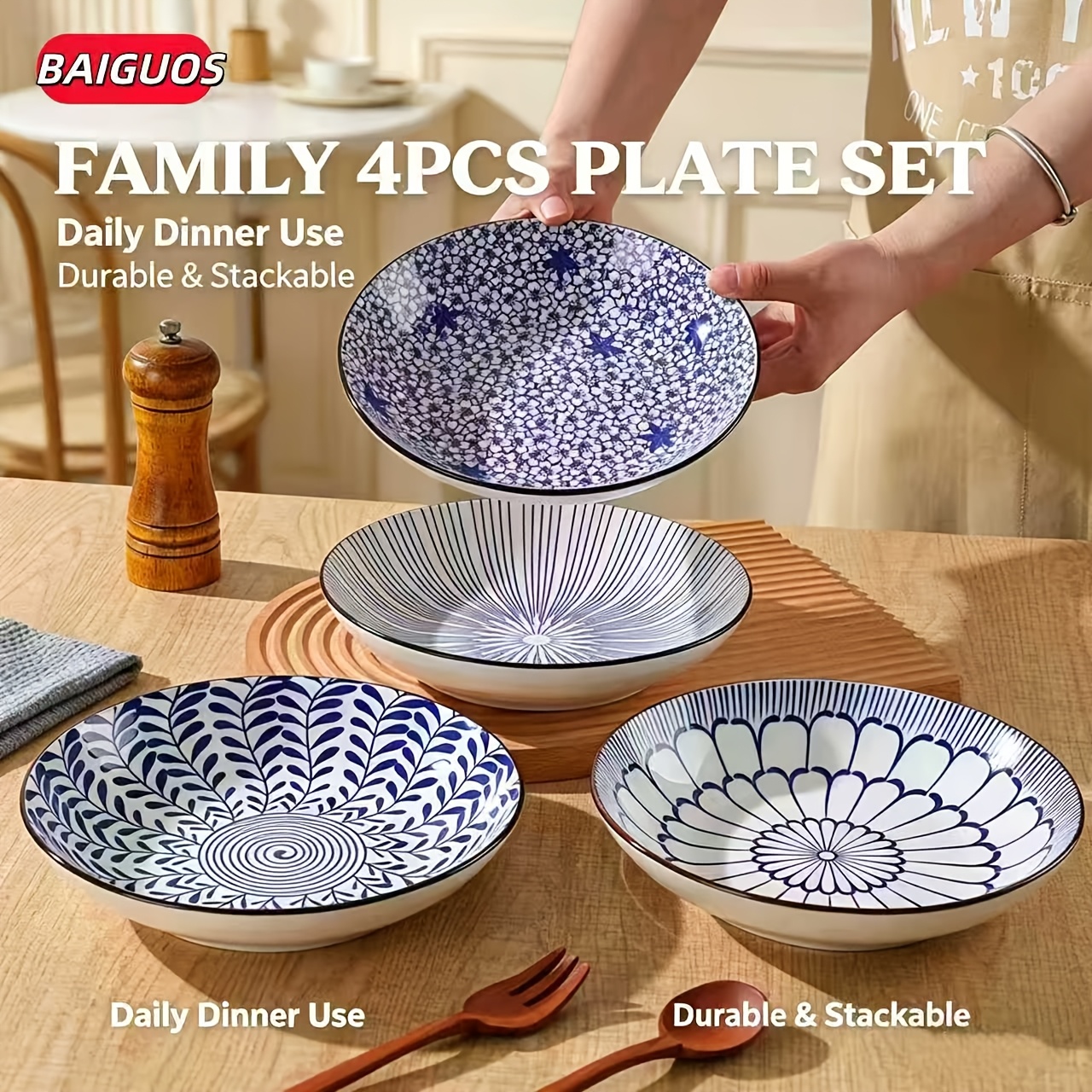 blue flower dishes sold on Temu United States