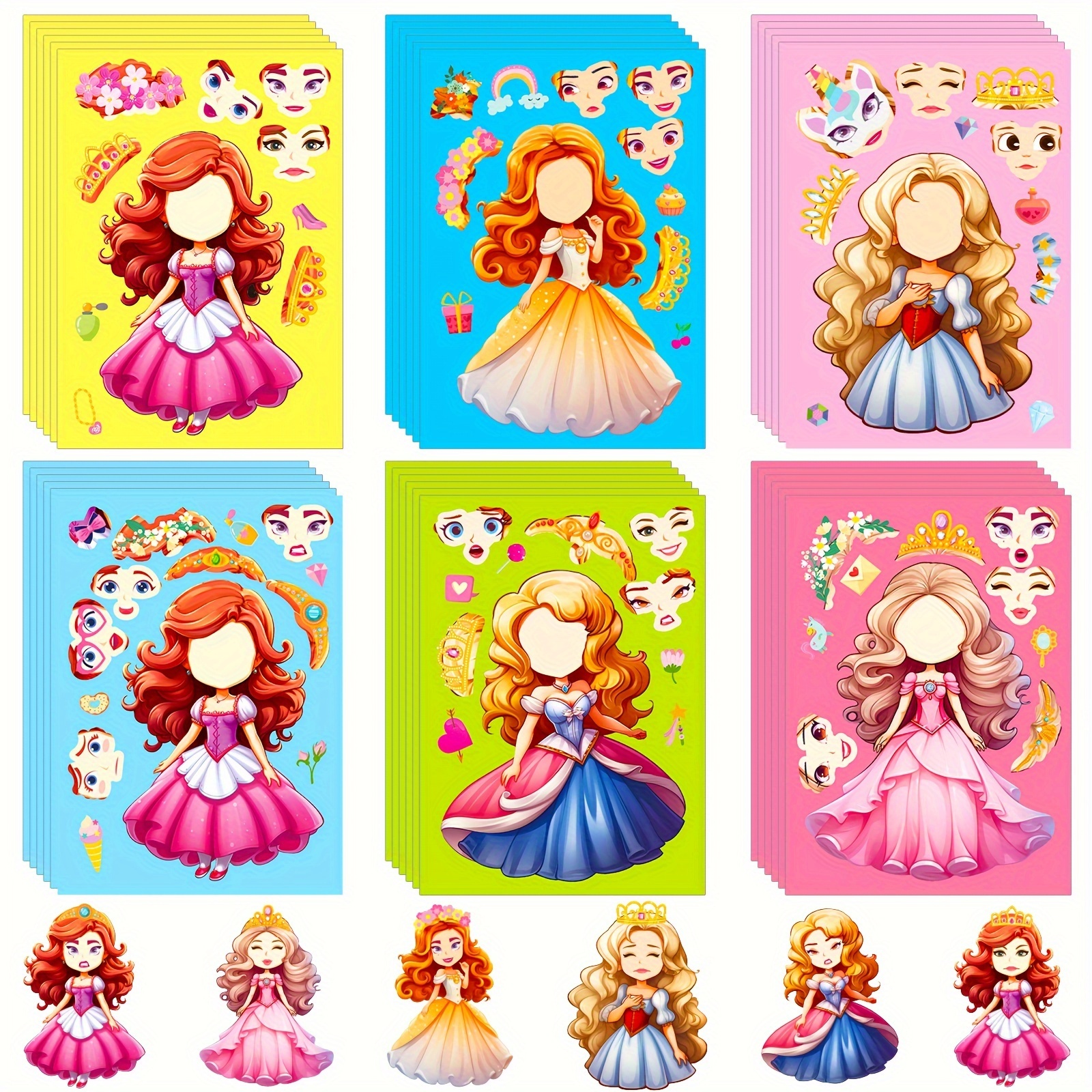 No repeat Face Stickers Adults Cartoon Princess Face - Temu United Kingdom