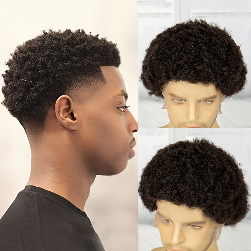Afro Toupee Men Full Lace Poly Skin Pu Injection Afro Wave - Temu
