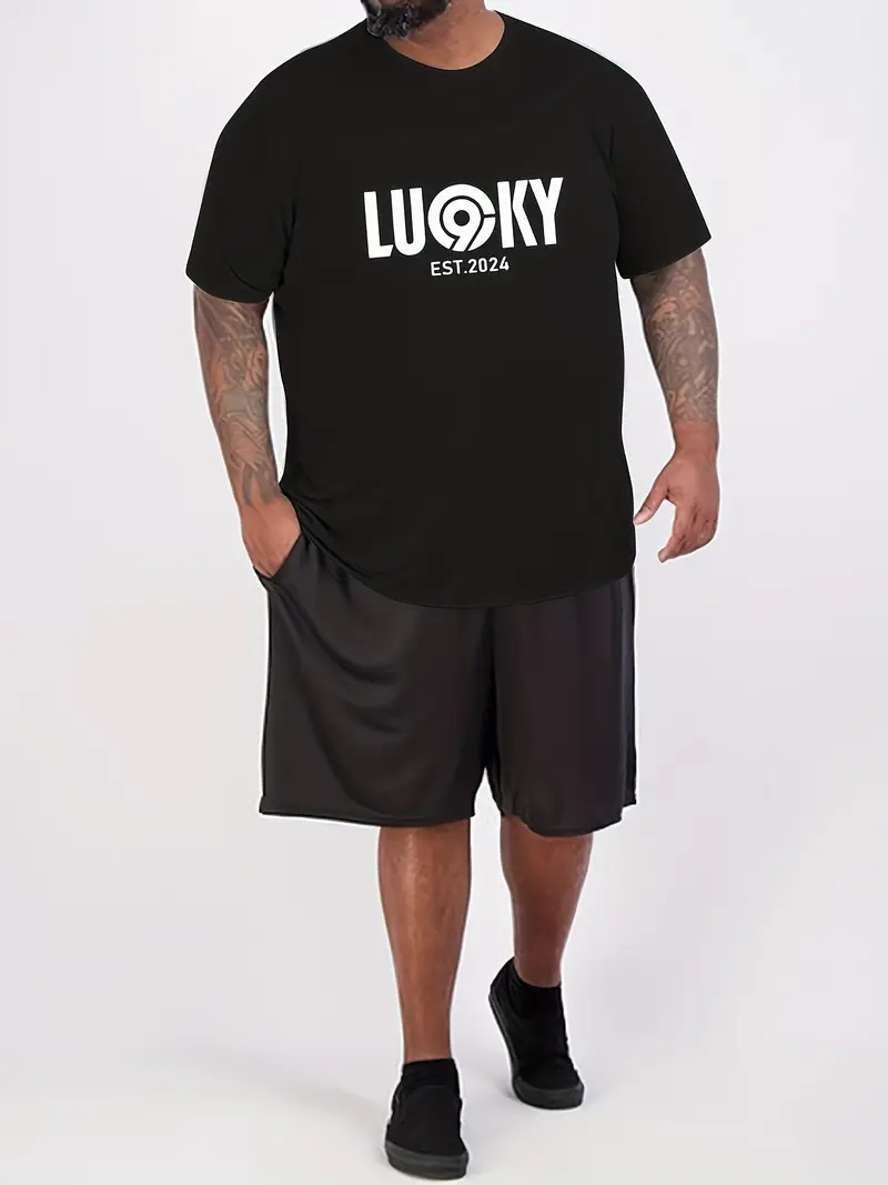 Plus Size Mens T Shirt Lucky Graphic Print Short Sleeve Temu Ireland