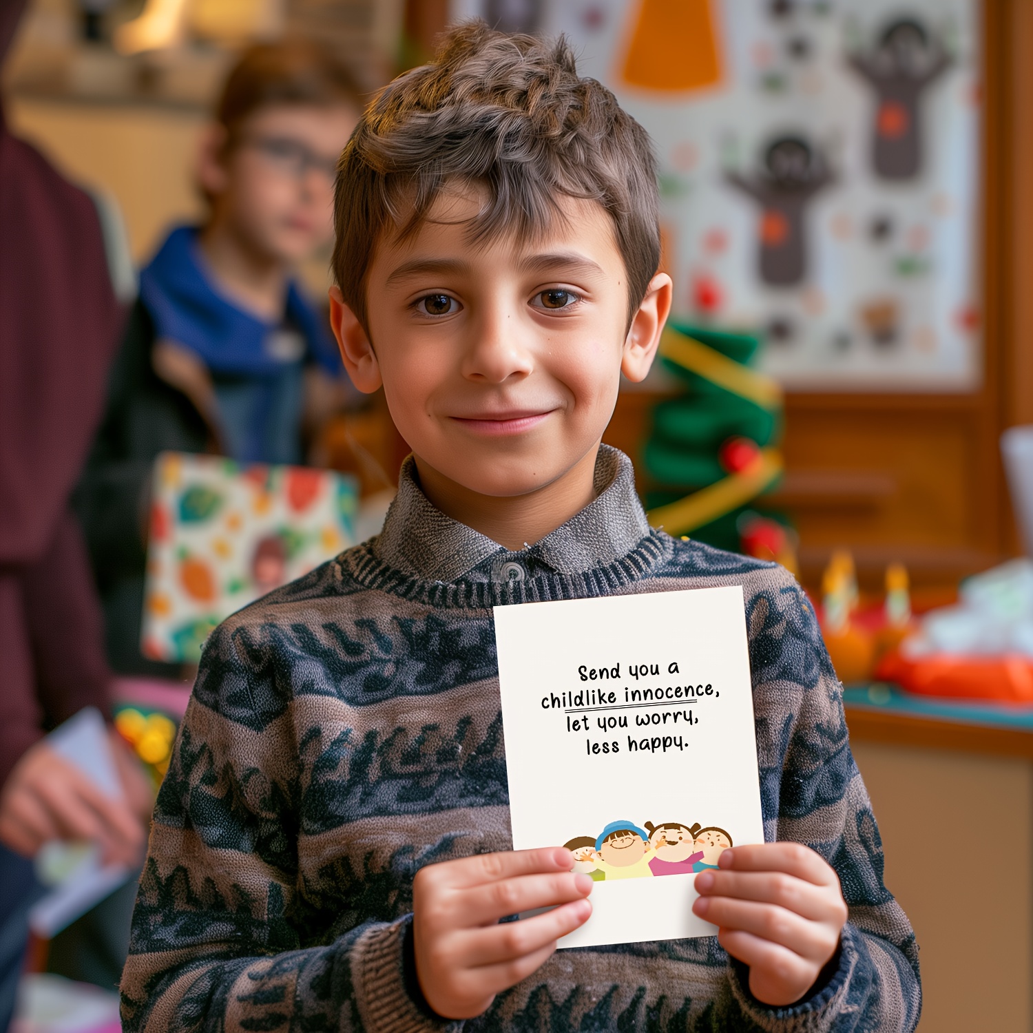 قطعة واحدة من بطاقة التهنئة المزخرفة بالرسوم المتحركة مع ظرف - Temu Oman