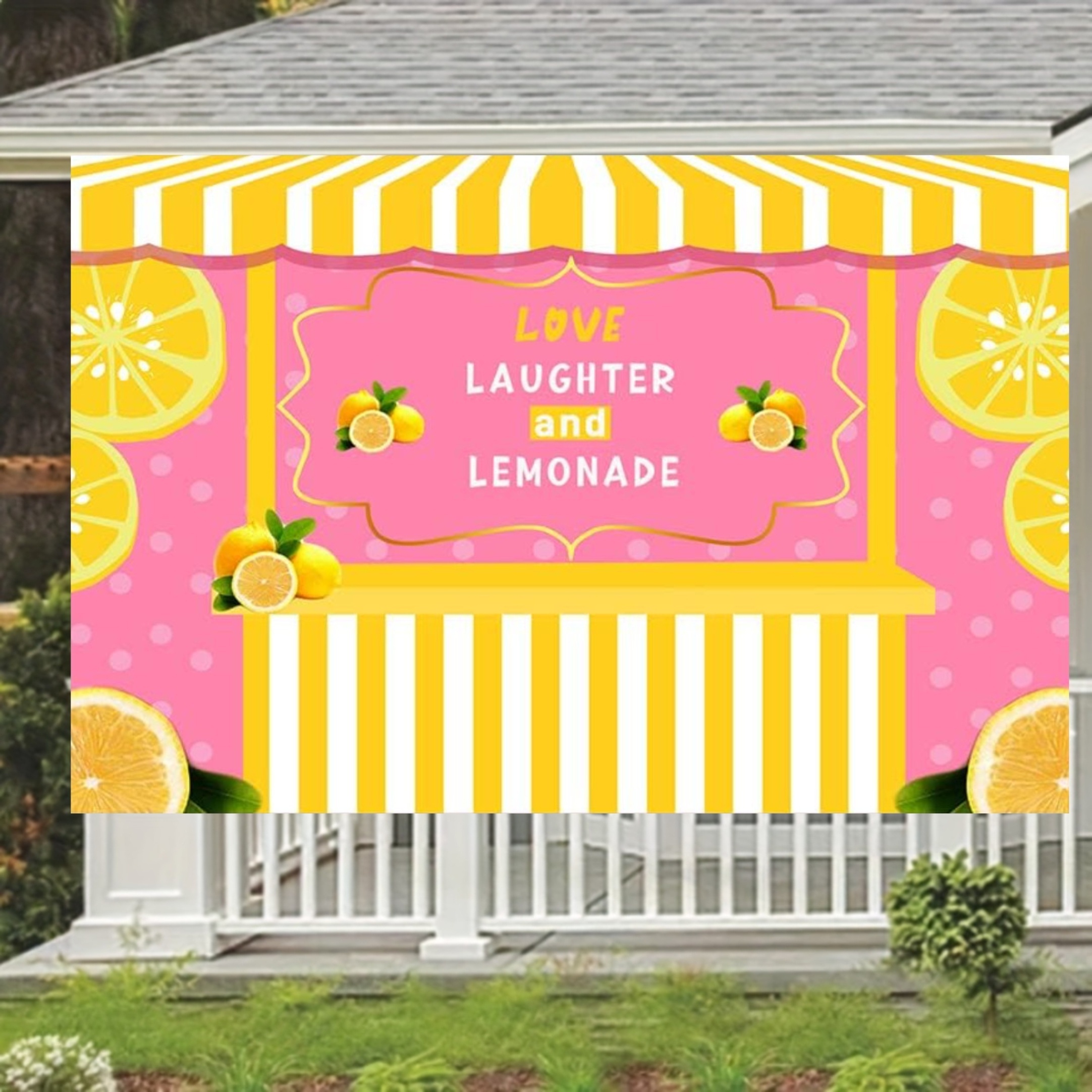 lemonade party backdrop yellow themed birthday - Temu