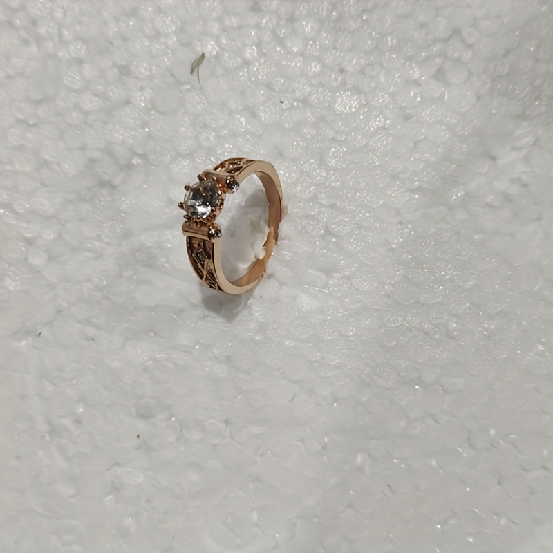 Vintage Style Rose Golden Color Finger Ring Inlaid Zircon - Temu United ...