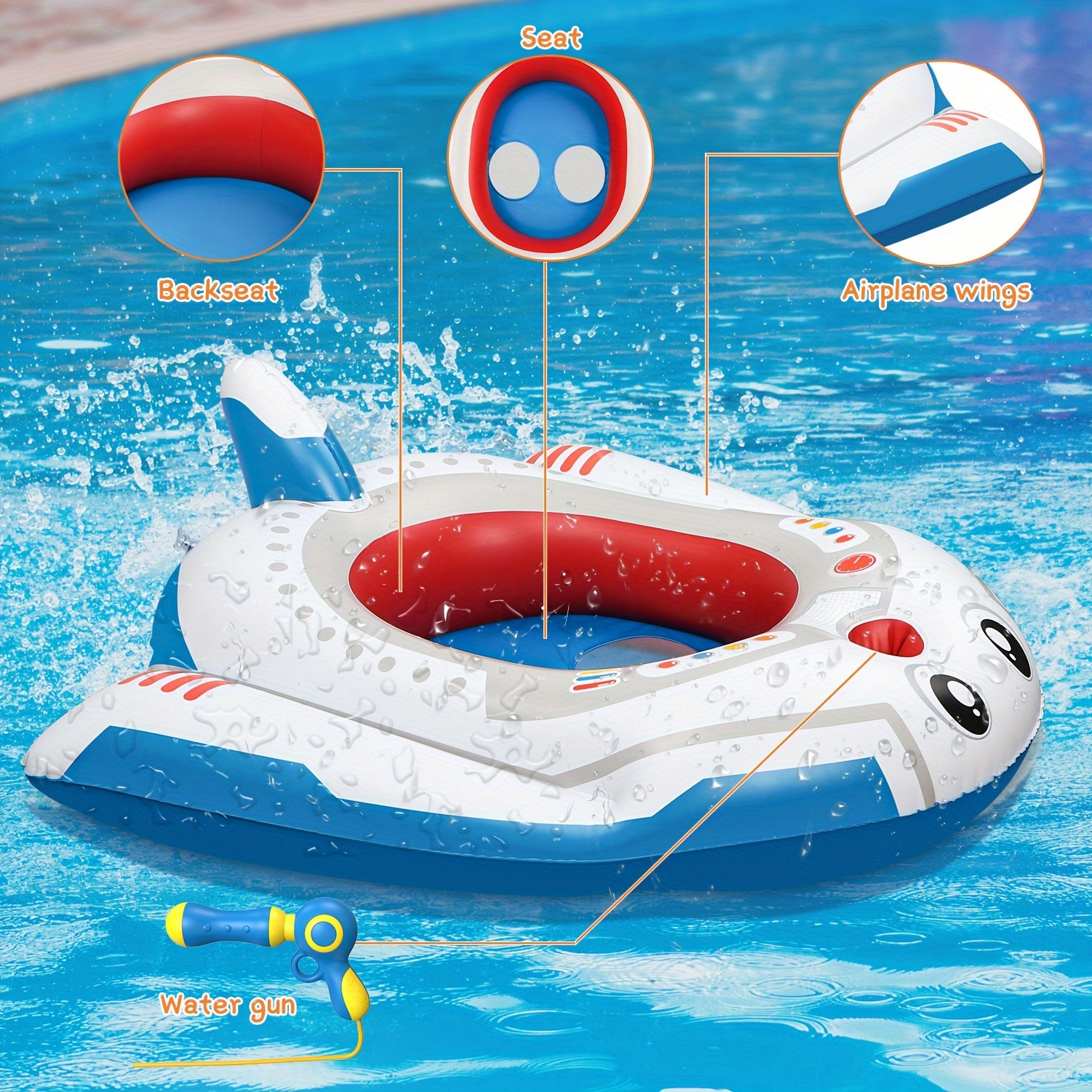 Pool Floats Kids Water Gun Pirate Ship Float Toy Blow - Temu