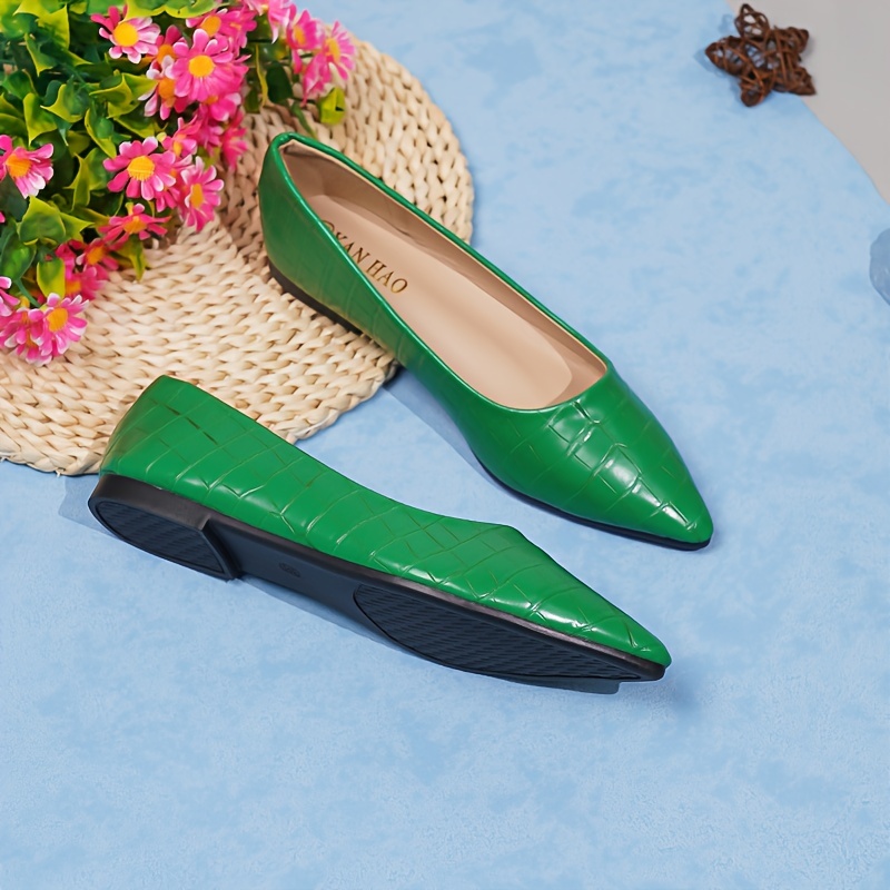 Solid Color Flat Shoes Women s Casual Point Toe Plaid - Temu Canada