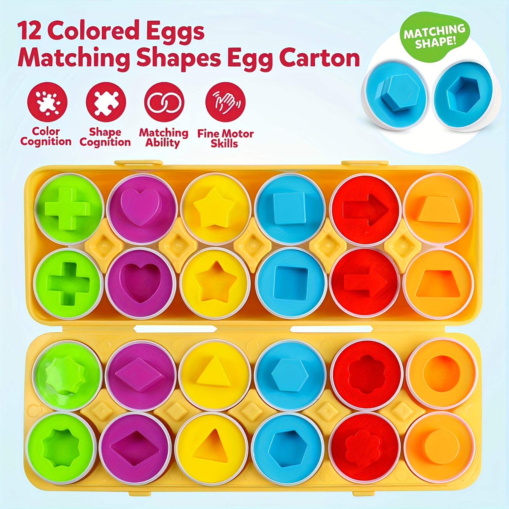 Educational Color Shape Matching Egg Toy Set Plastic Sorting - Temu