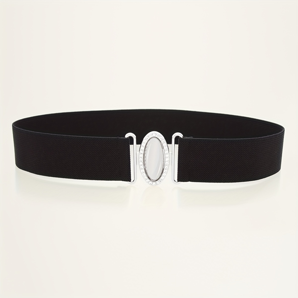 Oval Rhinestone Inlaid Invisible Belt Black Classic Cinch - Temu United ...