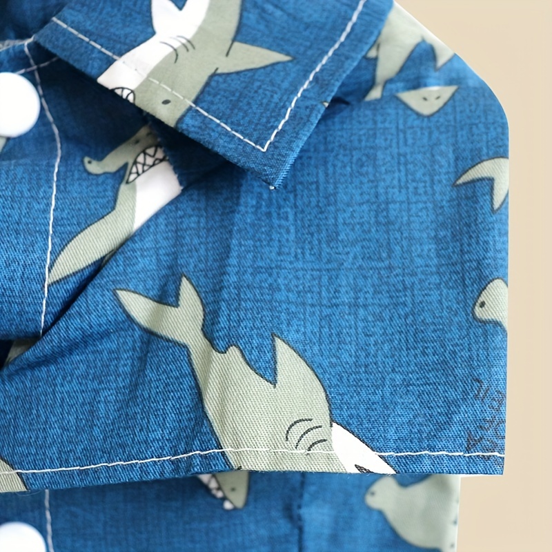 shark print pet shirt for dogs and cats knit fabric polyester with snap ...