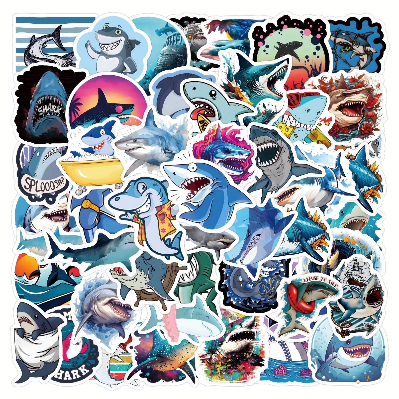 Shark Stickers Cute Cartoon Vinyl Decals Reusable Laptop - Temu