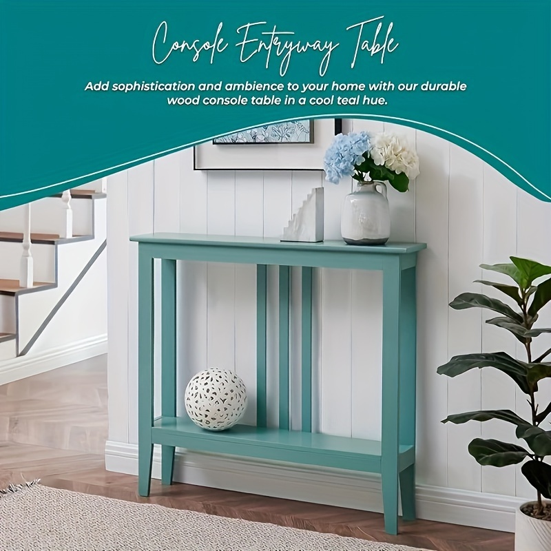 Contemporary Solid Wood Entryway Console Table Storage Space - Temu