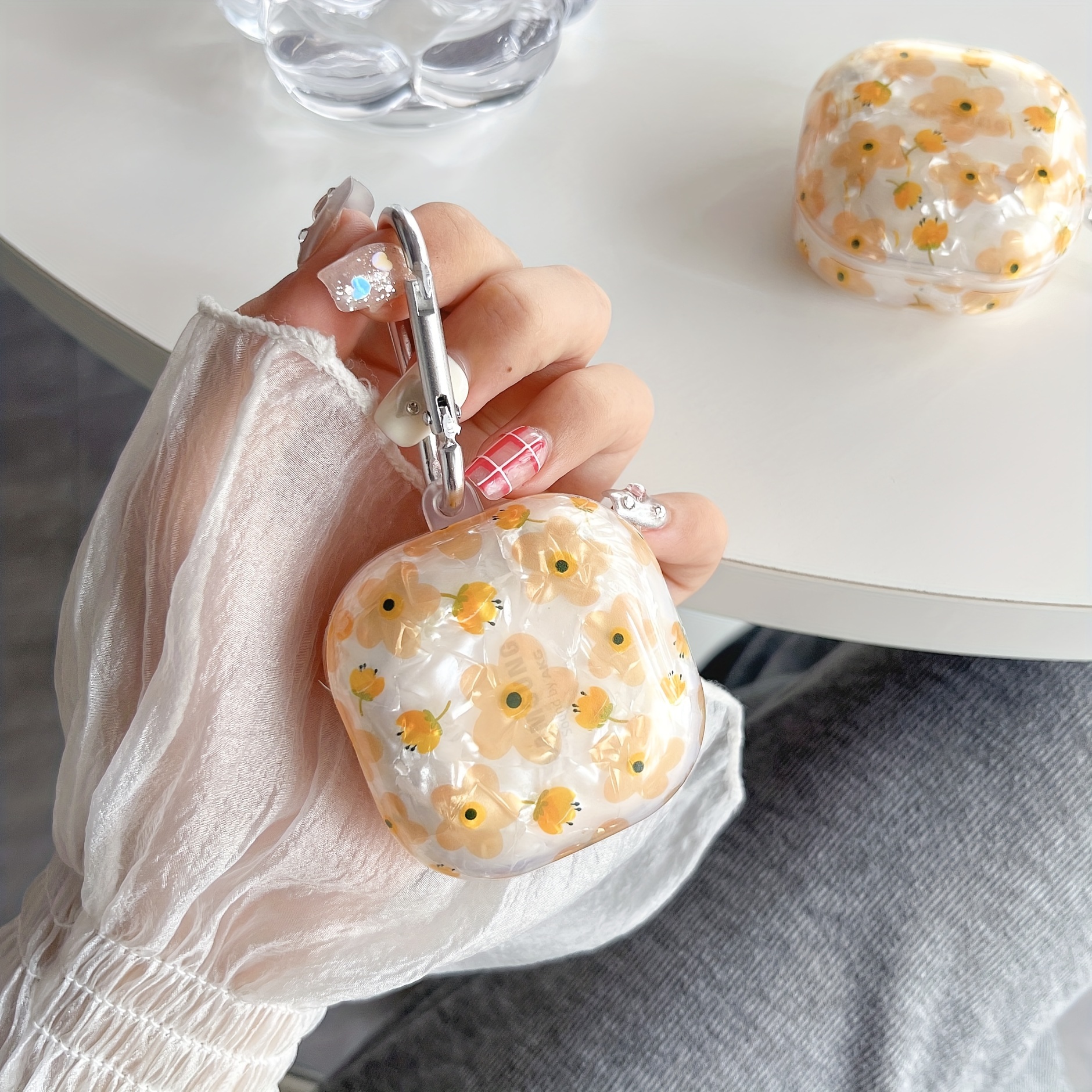 Yellow Flower Seashell Pattern Tpu Earbuds Designed - Temu
