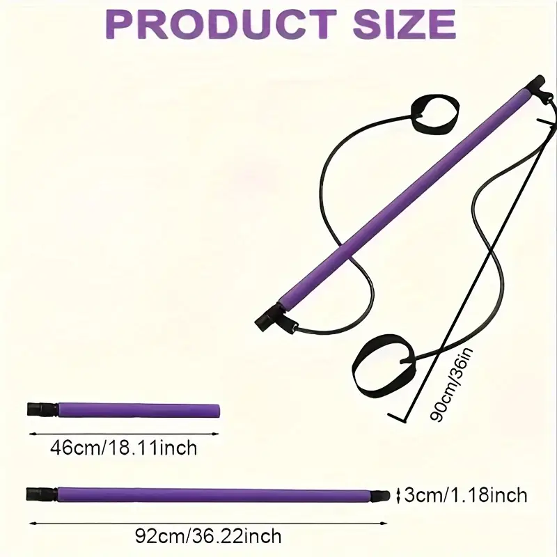 180lbs Bands Set For Full Body Workouts Portable Pilates Bar And Tension Rope Kit For Yoga