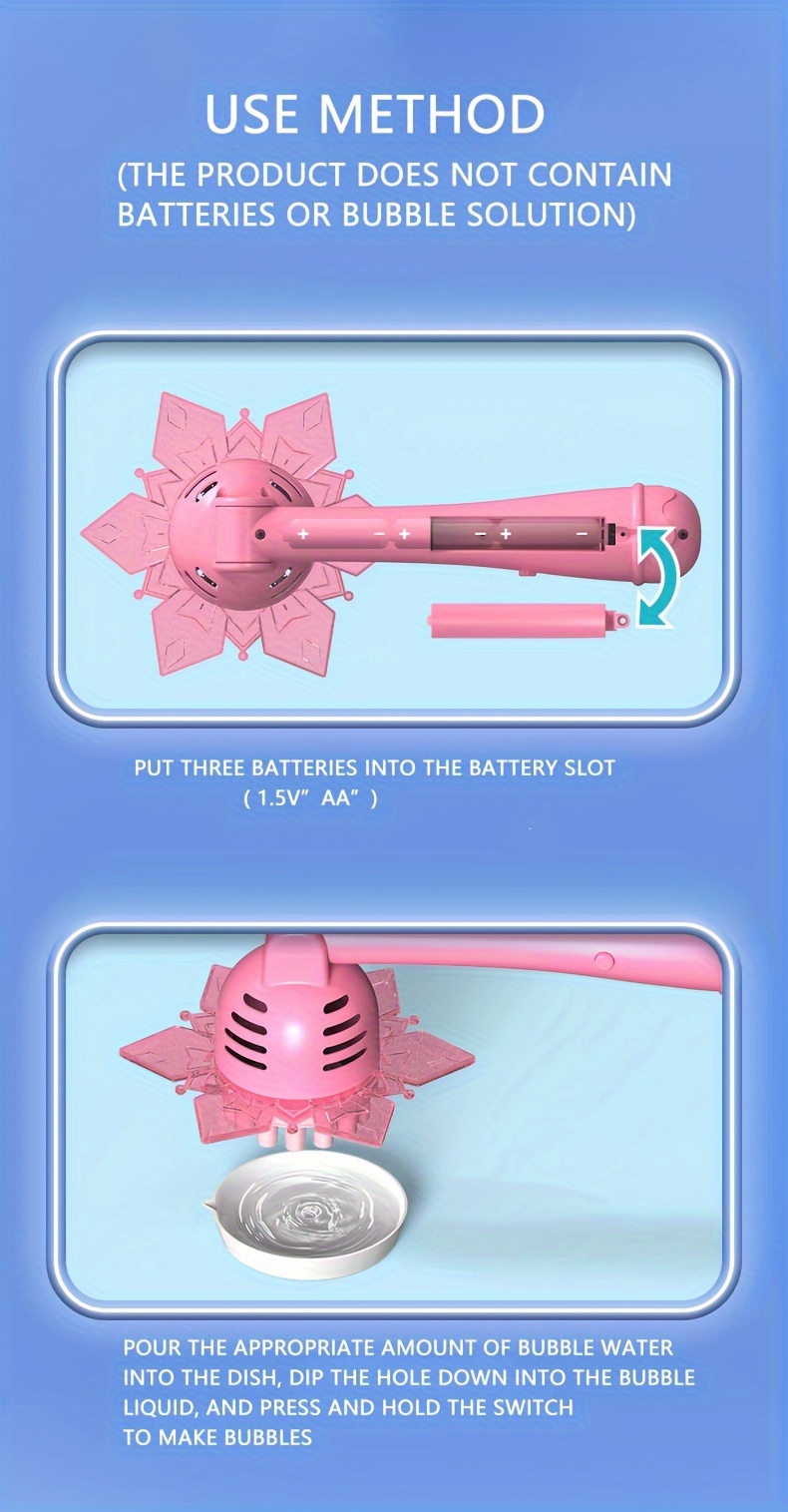 2 In 1 Snowflake Fan Bubble Blower Portable Electric Bubble - Temu