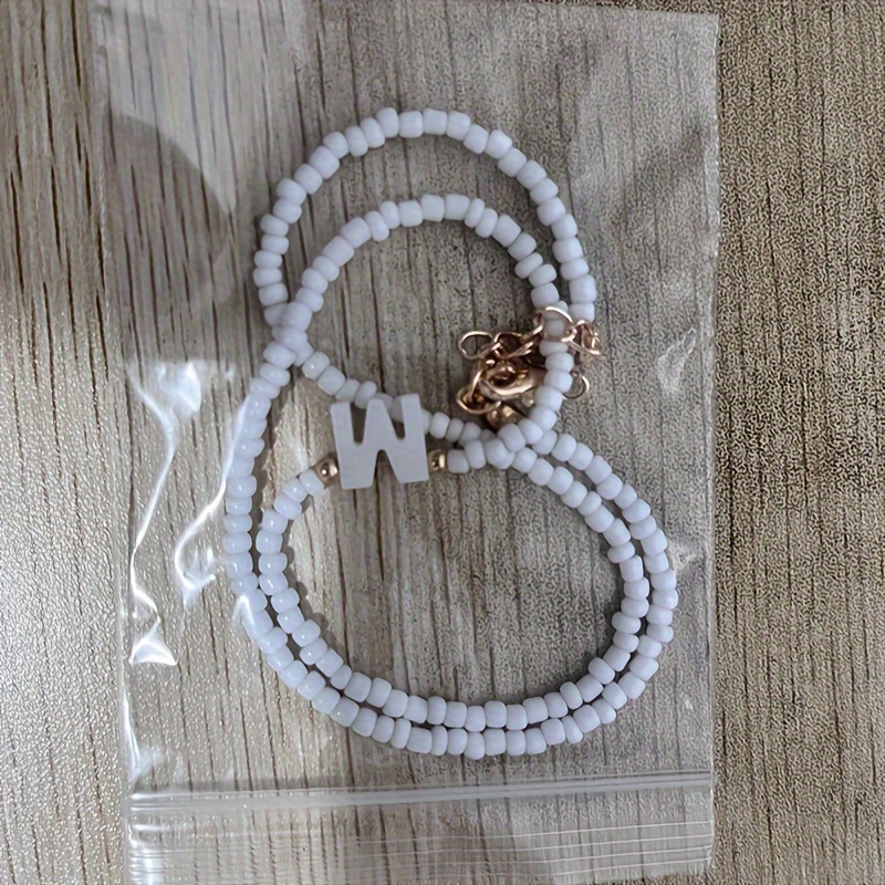 26 Letters Natural Shell Necklace White Beads Beaded - Temu United Kingdom