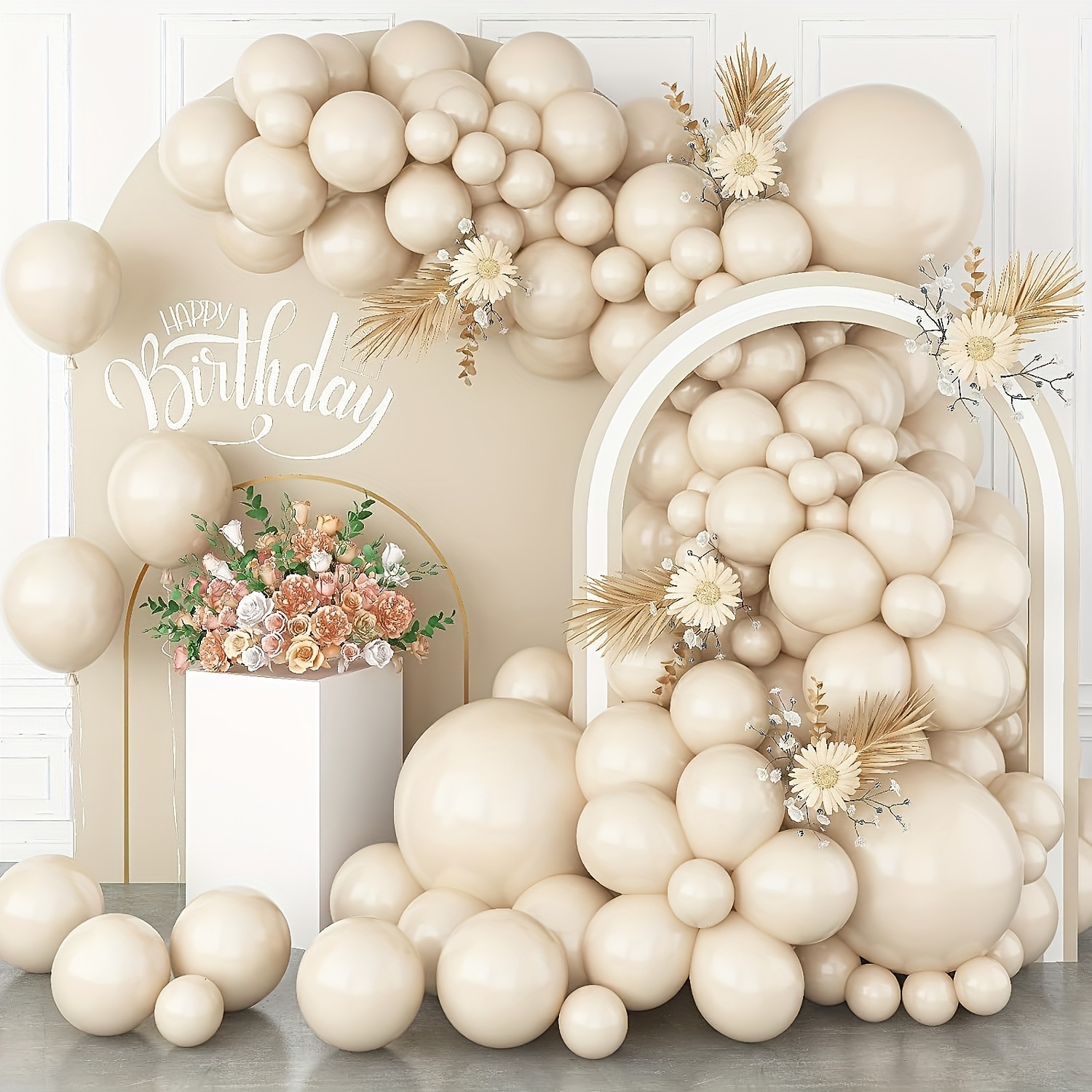 Sand White Latex Balloon Arch Kit Perfect Birthdays Weddings - Temu