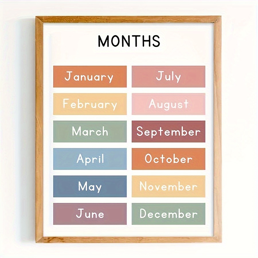 Educational Wall Charts Classroom Home Days Week Months Year - Temu United