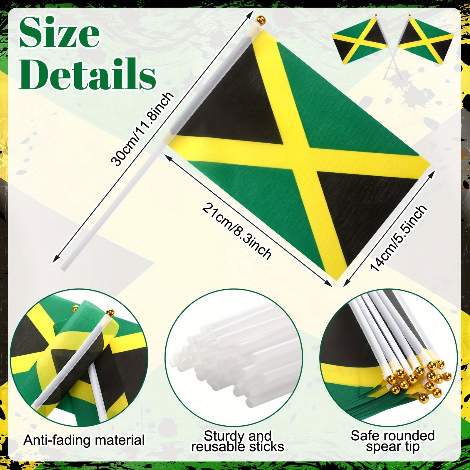 large hand held mini jamaica flags round top - Temu