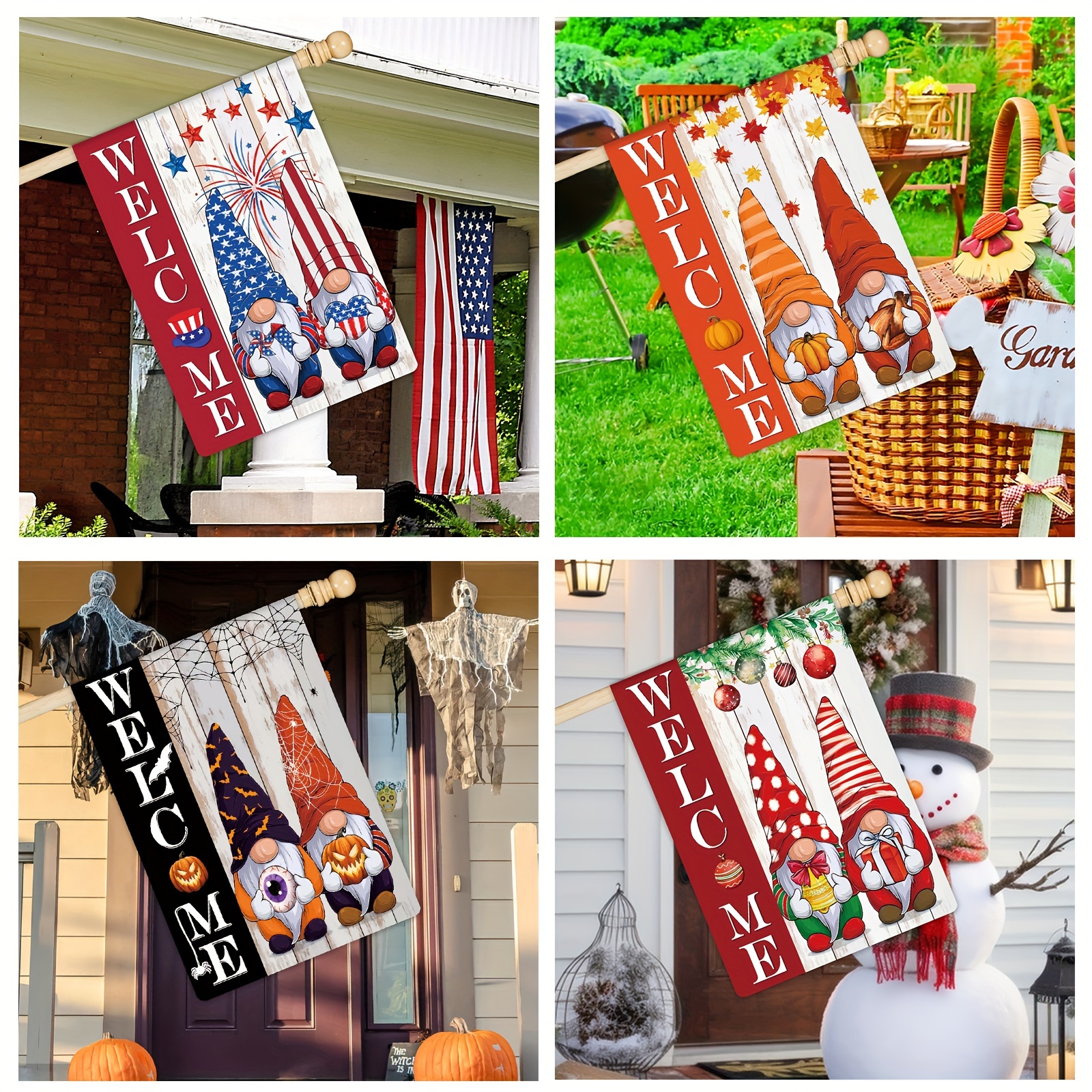 large garden flag set double sided polyester welcome - Temu New Zealand