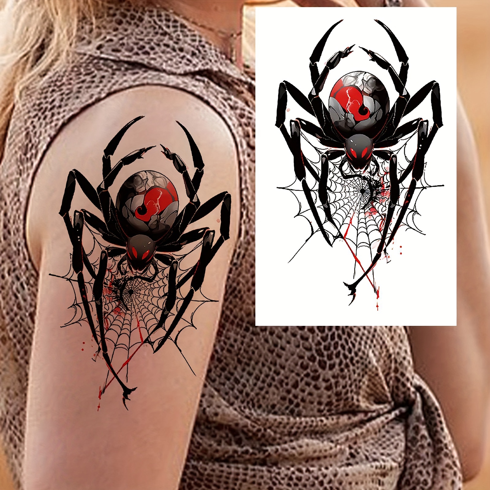 Spider Temporary Tattoos Women Men Adults Arm Thigh Legs - Temu