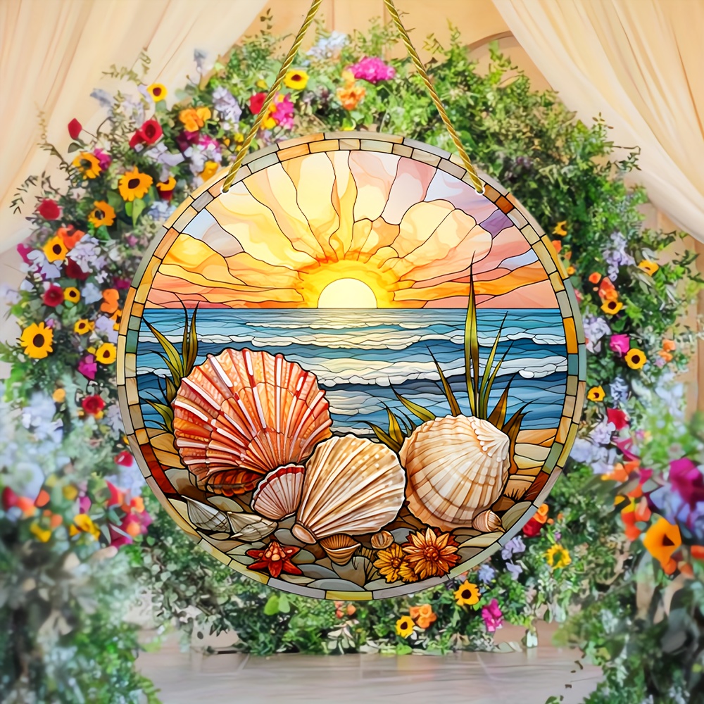 Acrylic Sign Round Sign Seaside Shell Suncatcher Hanging - Temu