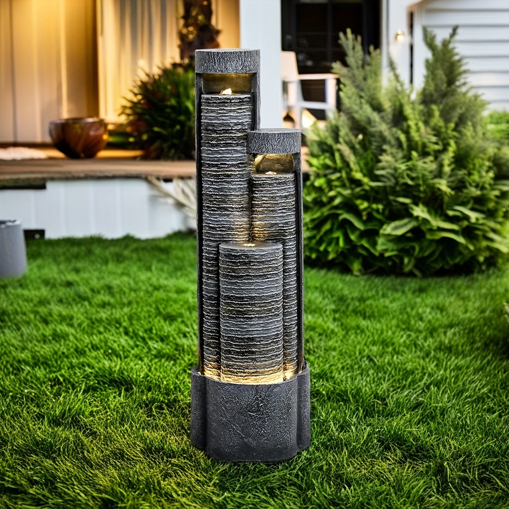 H Indoor Water Feature 3 column Ripple Waterfall Fountain - Temu