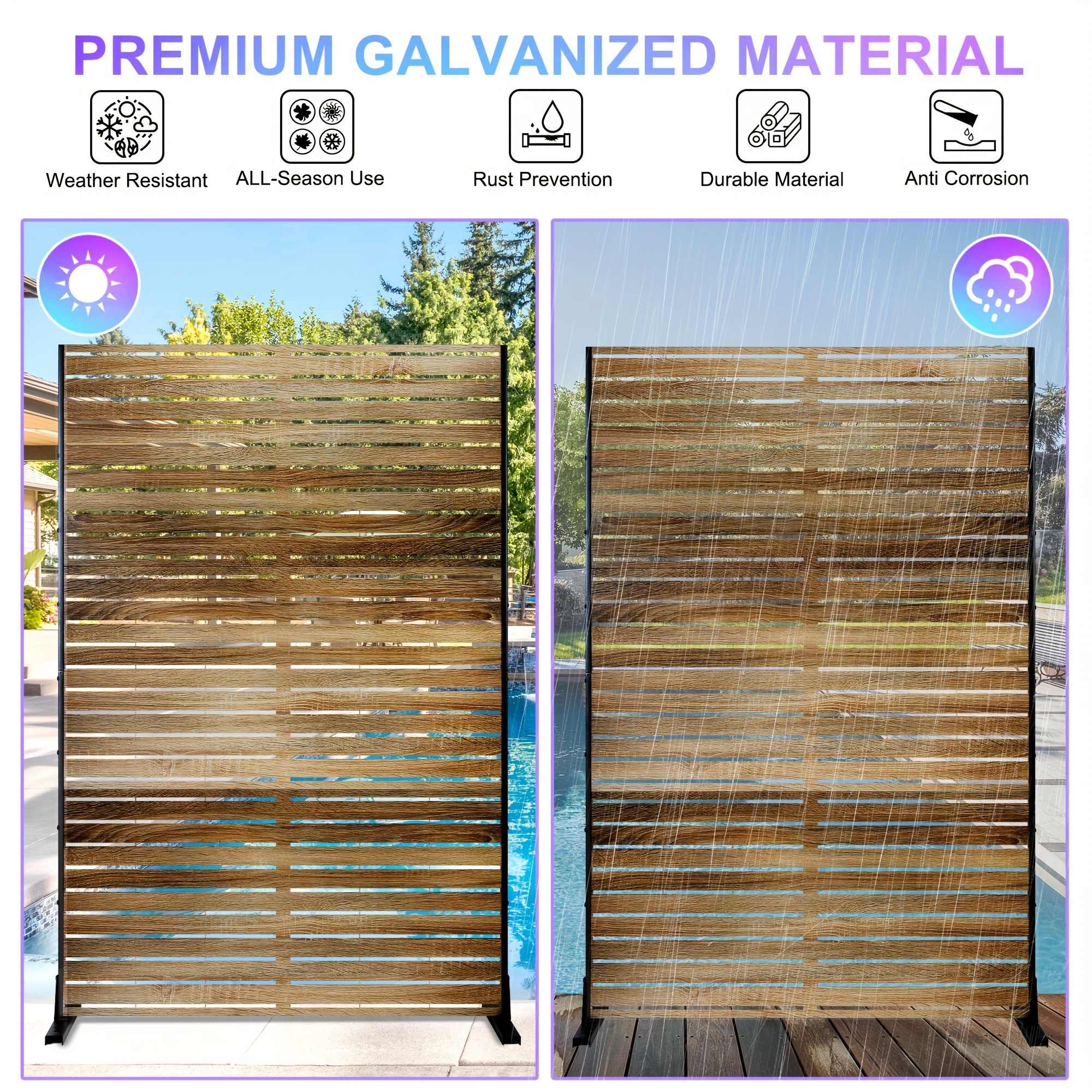 Outdoor Privacy Screen Metal Privacy Screen 47 W Freestanding Metal ...